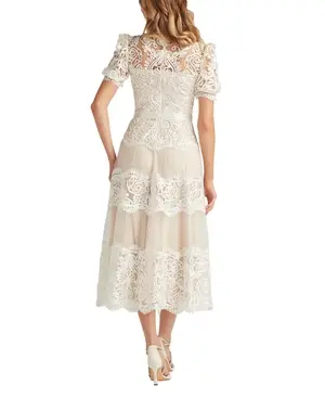 Tadashi Shoji Belline Embroidered Chiffon Midi Dress