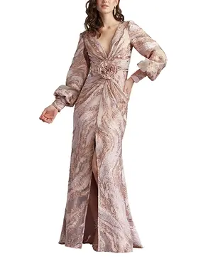 Tadashi Shoji Roselle Gilded Gown - Silver