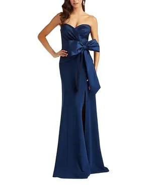 Tadashi Shoji Kinah Oversized Bow Gown - Navy