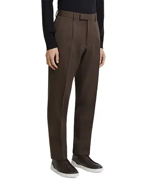 Zegna Cotton And Wool Pleated Pants - Dark Brown