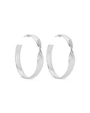 Ettika Twist Square Medium Hoop Earrings - Silver