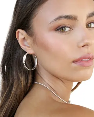 Ettika Twist Square Medium Hoop Earrings - Silver
