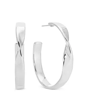 Ettika Twist Square Medium Hoop Earrings - Silver