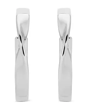 Ettika Twist Square Medium Hoop Earrings - Silver