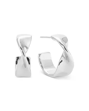 Ettika Twist Square Hoop Earrings - Silver