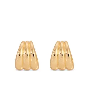 Ettika Triple Ribbed Huggie Hoop Earrings - Gold