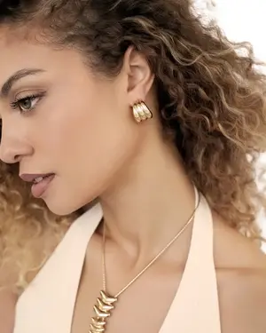 Ettika Triple Ribbed Huggie Hoop Earrings