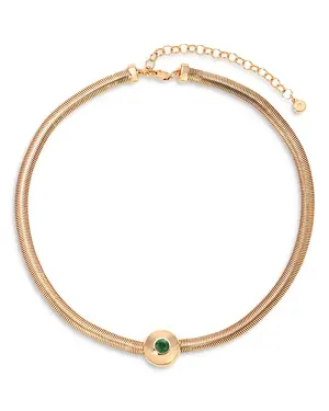 Ettika Crystal Solitaire Collar Necklace Green