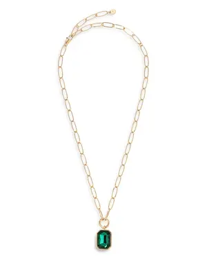 Ettika Stone Bezel Deco Pendant Necklace - Green