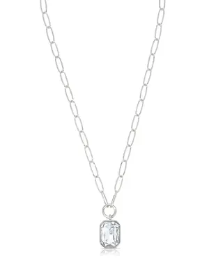Ettika Stone Bezel Deco Pendant Necklace - Silver