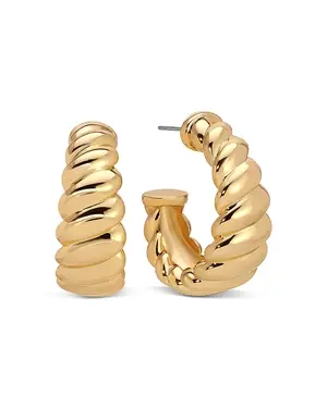 Ettika Ribbed Hoop Earrings - Gold