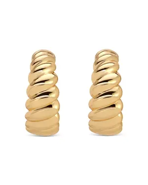 Ettika Modern Ribbed Small Hoop Earrings - Gold