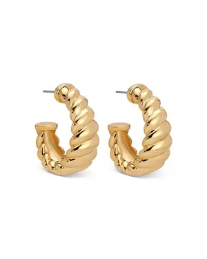 Ettika Modern Ribbed Small Hoop Earrings - Gold