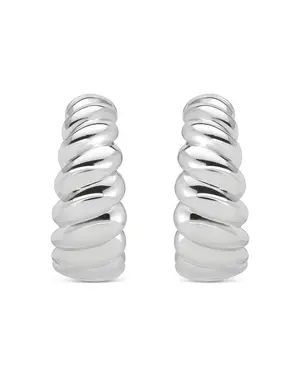 Ettika Modern Ribbed Small Hoop Earrings