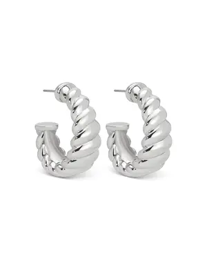 Ettika Modern Ribbed Small Hoop Earrings