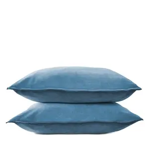 CHRISTY Harewood Reversible Cotton Velvet Euro Sham, Pair - Blue