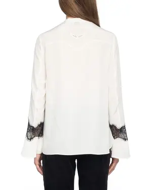 Zadig&Voltaire Tuan Silk Lace Trim Blouse - Flake