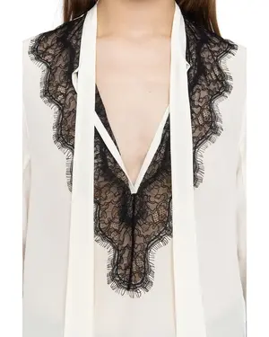 Zadig&Voltaire Tuan Silk Lace Trim Blouse - Flake