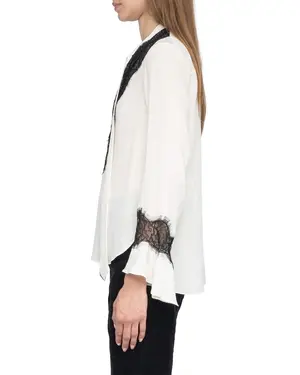 Zadig&Voltaire Tuan Silk Lace Trim Blouse - Flake