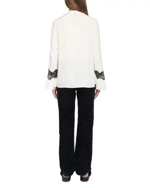 Zadig&Voltaire Tuan Silk Lace Trim Blouse - Flake