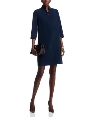 Caroline Rose Mandarin Collar Dress - Navy