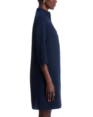 Caroline Rose Mandarin Collar Dress - Navy