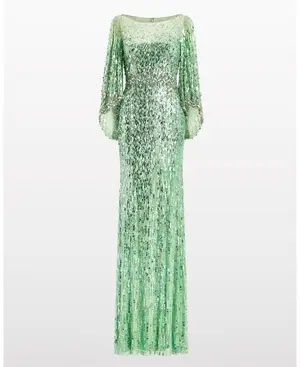 Jenny Packham Ines Sequin-embellished Gown - Eucalyptus