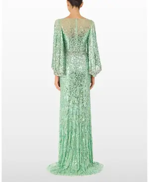 Jenny Packham Ines Sequin-embellished Gown - Eucalyptus