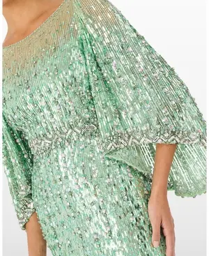 Jenny Packham Ines Sequin-embellished Gown - Eucalyptus