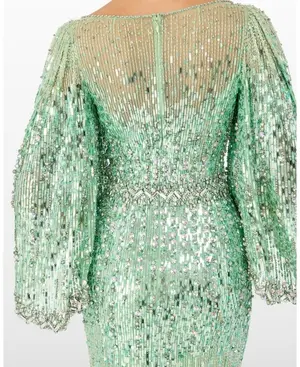Jenny Packham Ines Sequin-embellished Gown - Eucalyptus