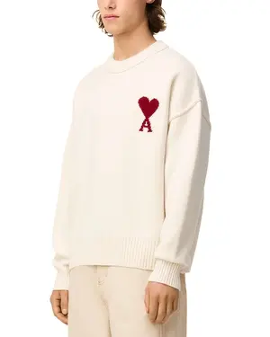 Ami Adc Crewneck Sweater - Off White/red