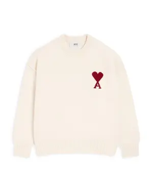 Ami Adc Crewneck Sweater - Off White/red
