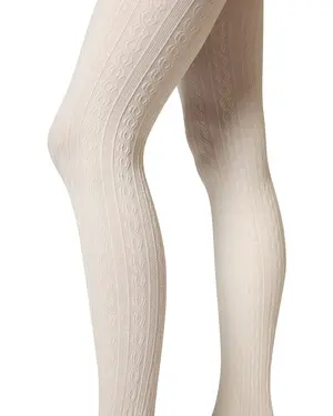 STEMS Cable Knit Tights - Ivory