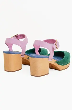 Charlotte Stone Maud Multicolor Ankle Strap Platform Clogs - Juniper