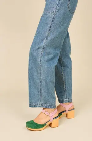 Charlotte Stone Maud Multicolor Ankle Strap Platform Clogs - Juniper