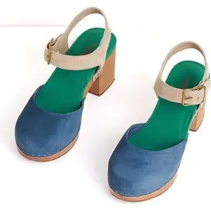 Charlotte Stone Maud Multicolor Ankle Strap Platform Clog - Navy