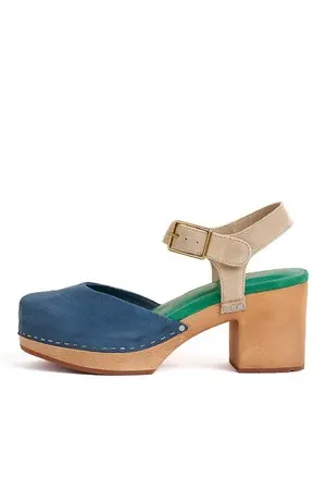Charlotte Stone Maud Multicolor Ankle Strap Platform Clog - Navy