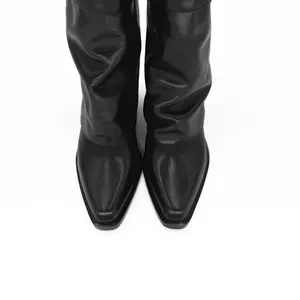 AMIE RAFA Alma Foldover Leather Boots With Double Buckle Detail