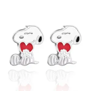 PEANUTS Snoopy Heart Stud Earrings