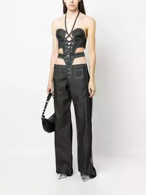 JULFER Corset-style Cotton Top - Black