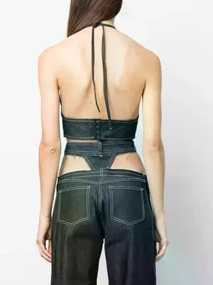 JULFER Corset-style Cotton Top - Black