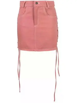 JULFER Lace-up Denim Miniskirt - Pink