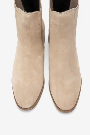 FOREVER & ALWAYS SHOES Neiva Leather Chelsea Boots - Beige Suede Leather