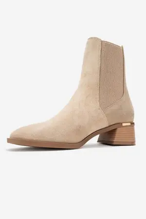 FOREVER & ALWAYS SHOES Neiva Leather Chelsea Boots - Beige Suede Leather