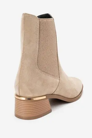 FOREVER & ALWAYS SHOES Neiva Leather Chelsea Boots - Beige Suede Leather