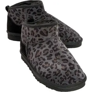 FOREVER & ALWAYS SHOES Forever & Always Zaz Leopard Print Leather Ankle Boots - Black Leather