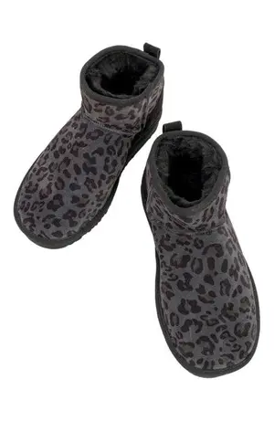 FOREVER & ALWAYS SHOES Forever & Always Zaz Leopard Print Leather Ankle Boots - Black Leather