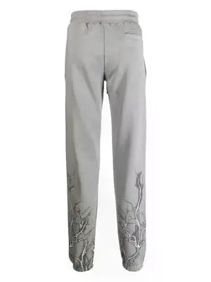 PHOBIA Lightning-print Cotton Track Trousers - Grey