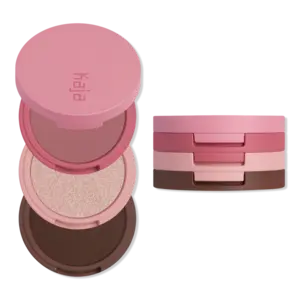 KAJA Play Bento Cream Bronzer, Powder Blush & Highlighter Trio - Dolce Cappuccino 2.5