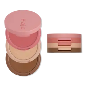 KAJA Play Bento Cream Bronzer, Powder Blush & Highlighter Trio - Cloud Latte